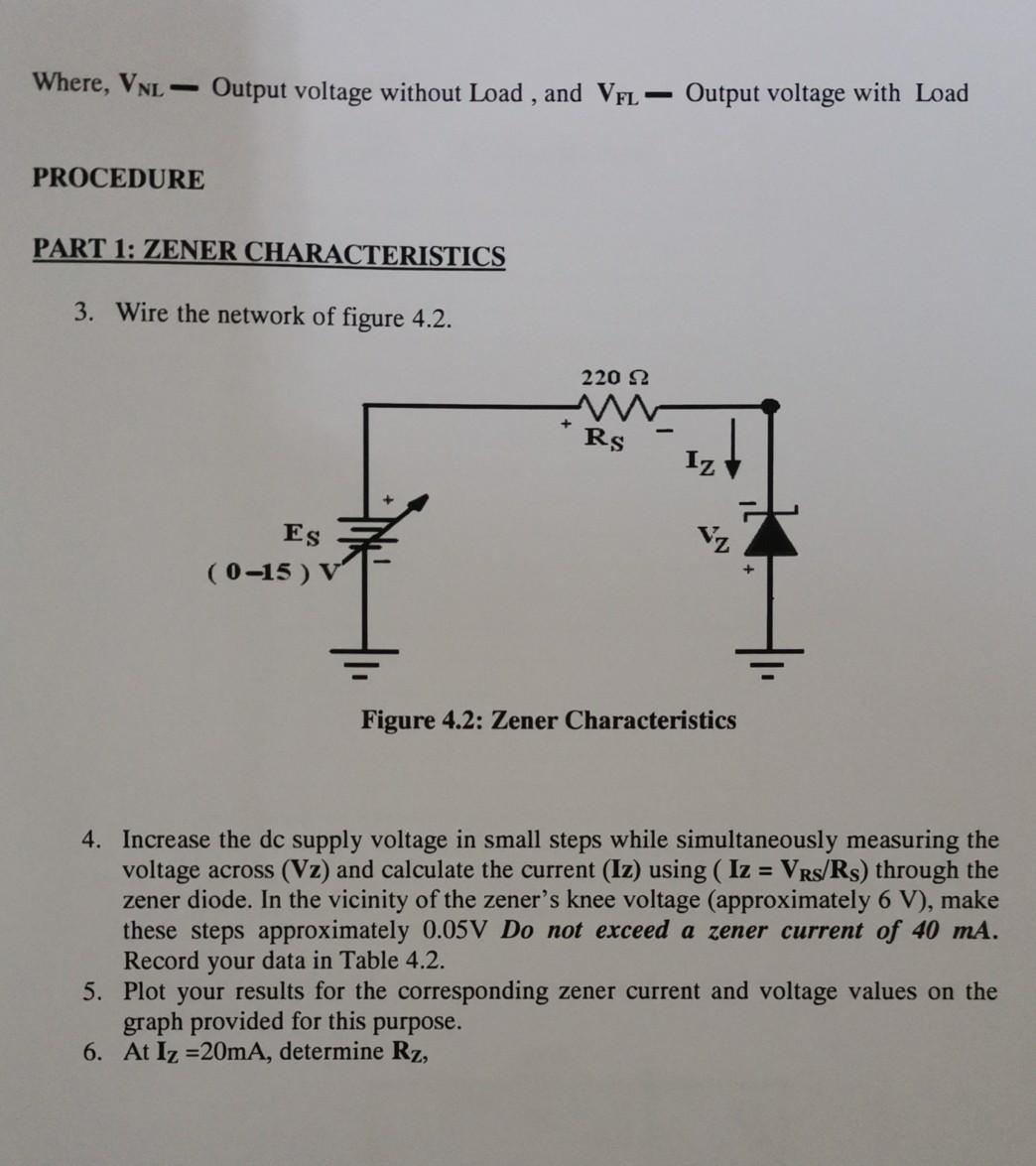 ZENER CHARACTERISCTICS &ZENER AS A VOLTAGE REGULATOR | Chegg.com