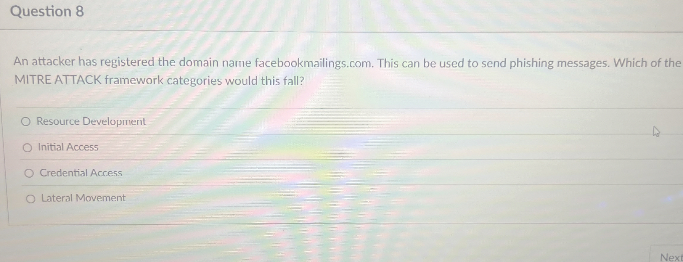 Solved Question 8An attacker has registered the domain name | Chegg.com