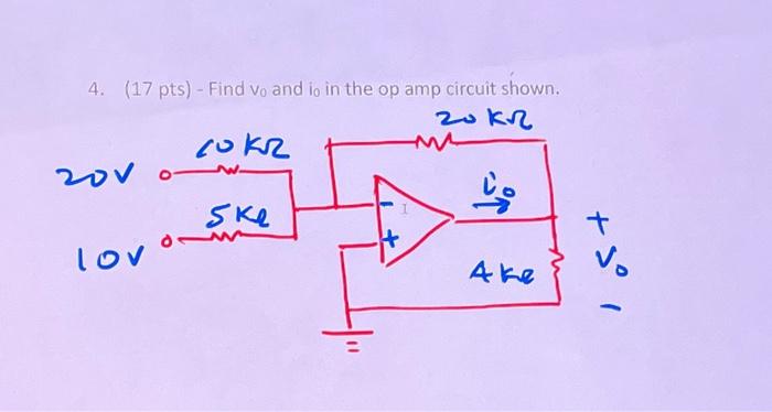 Solved 4. (17 pts) - Find v0 and i0 in the op amp circuit | Chegg.com