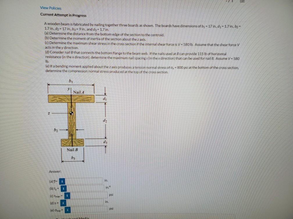 Solved View Policies Current Attempt in Progress A wooden | Chegg.com