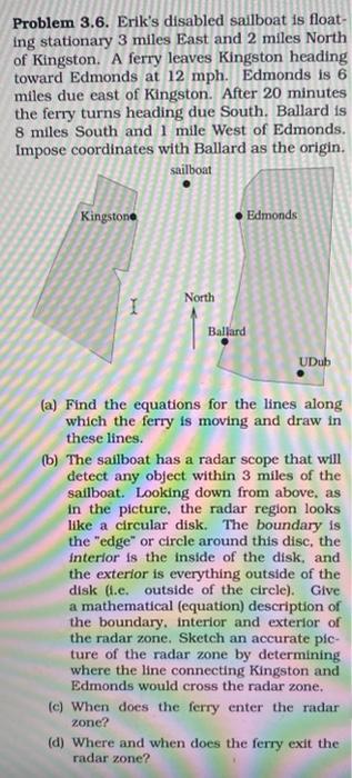 Solved Problem 3.6. Erik's disabled sailboat is floating | Chegg.com