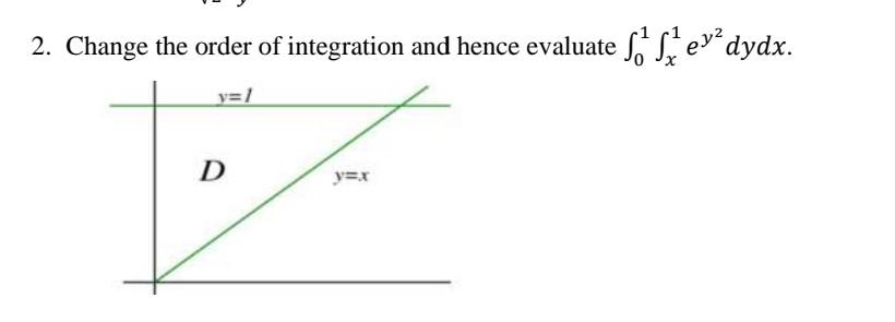Solved 2. Change the order of integration and hence evaluate | Chegg.com