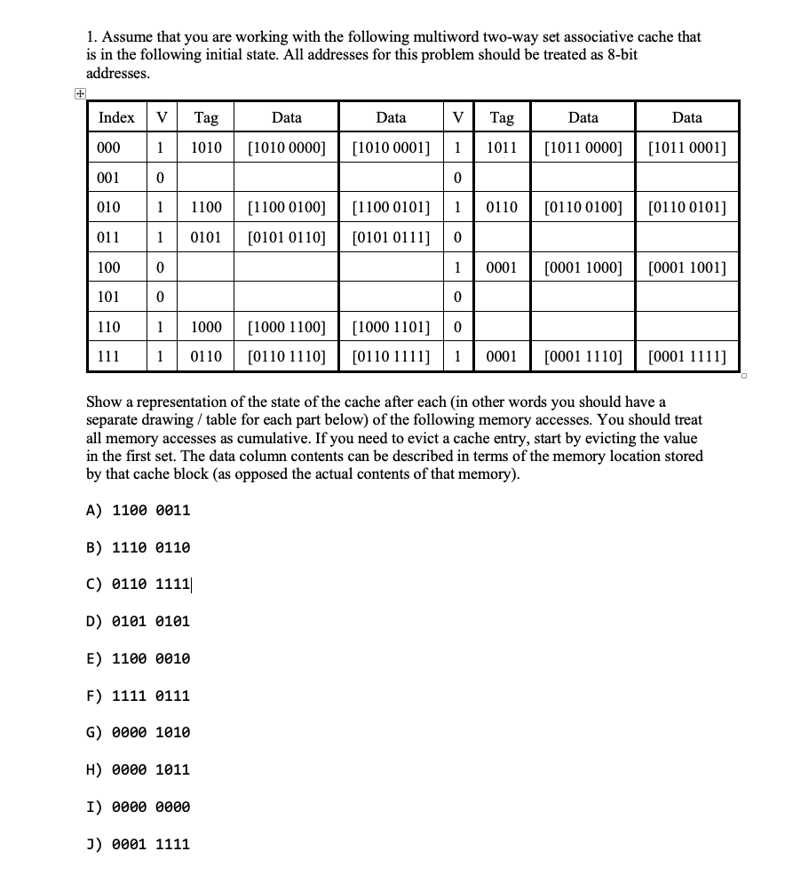 Solved 1. ﻿Assume that you are working with the following | Chegg.com