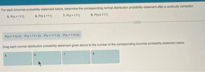 Solved For each binomial probability statement below, | Chegg.com