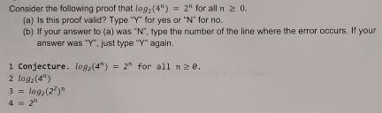 Solved Consider the following proof that log2(4n)=2n ﻿for | Chegg.com