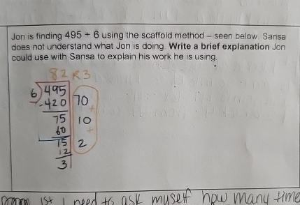 Solved Jon is finding 495÷6 ﻿using the scaffold method - | Chegg.com