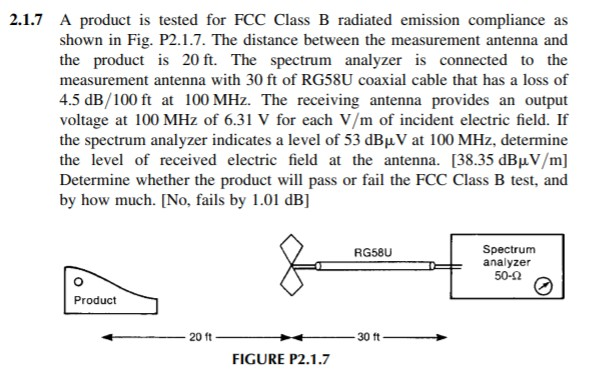 Solved 2.1.7 A product is tested for FCC Class B radiated | Chegg.com