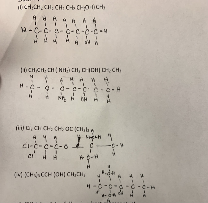 Solved DULUI (i) CH3CH2 CH2 CH2 CH2 CHOH) CH3 н н н н н і н | Chegg.com
