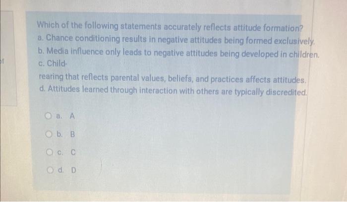 Solved Which of the following statements accurately reflects | Chegg.com