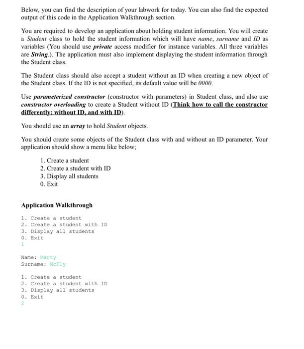 Solved Below, you can find the description of your labwork | Chegg.com