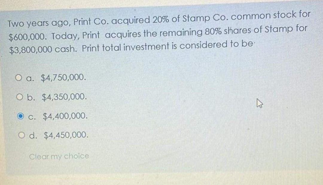 Solved Two years ago, Print Co. acquired 20% of Stamp Co. | Chegg.com