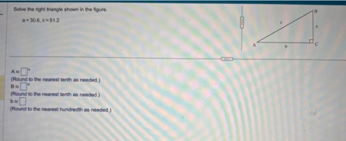 Solved Solve the right triangle shown in the figure. | Chegg.com