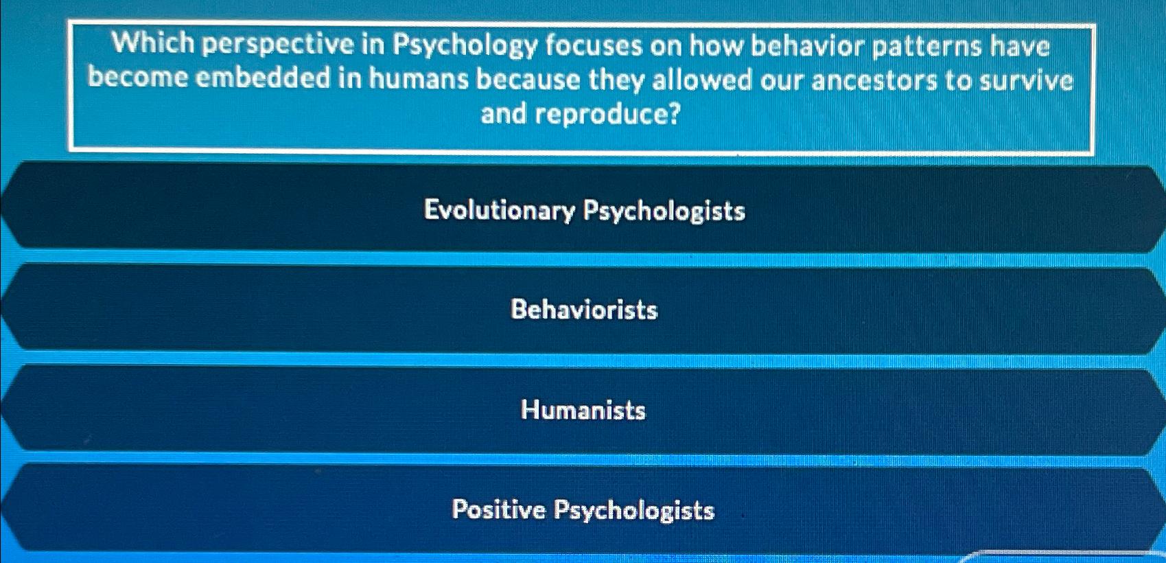 Solved Which perspective in Psychology focuses on how | Chegg.com