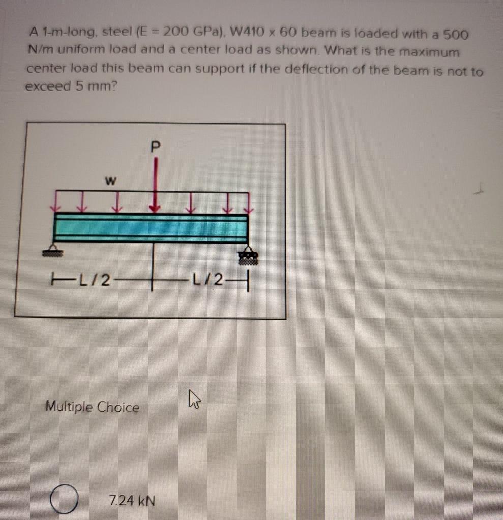 A 1-m-long, steel ( E=200 ﻿GPa), ﻿W410 660 ﻿beam is | Chegg.com