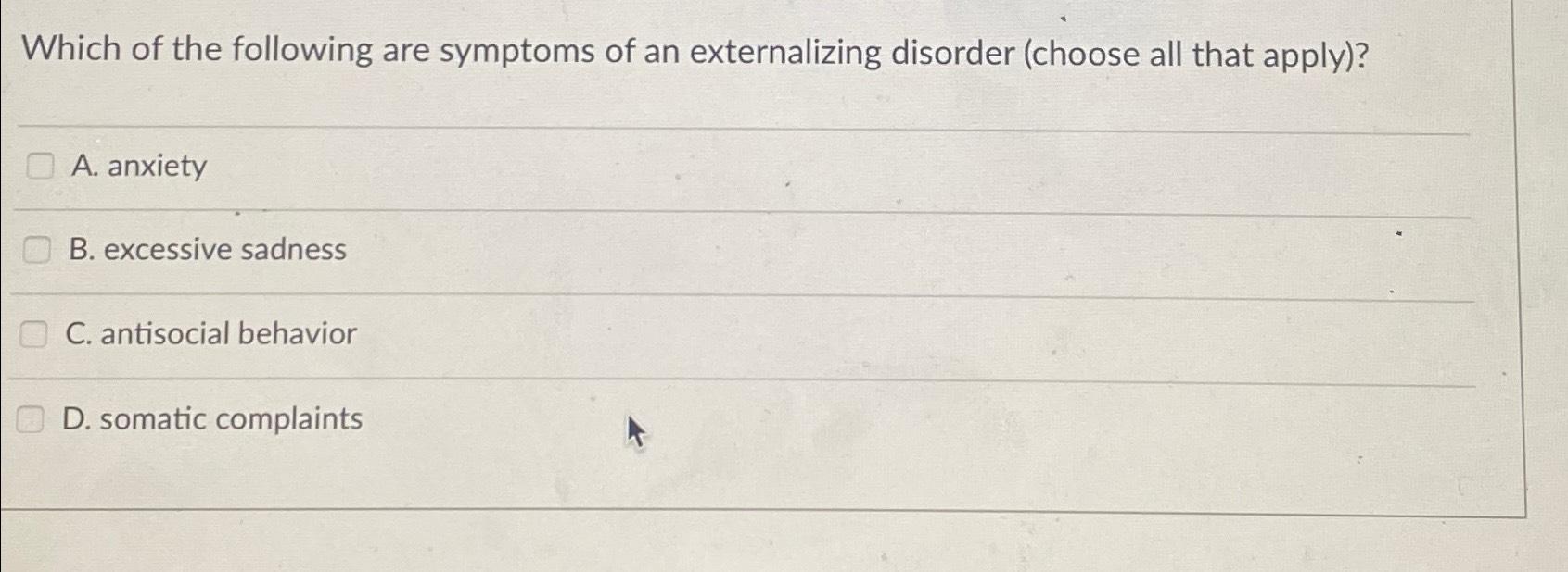 Solved Which of the following are symptoms of an | Chegg.com