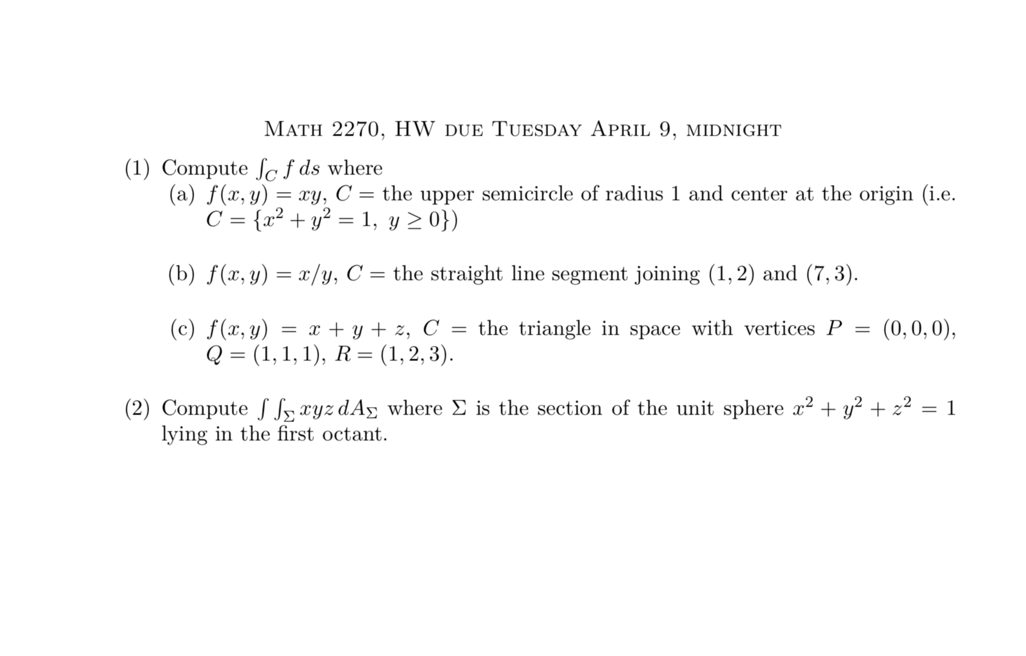 Solved Math 2270, ﻿HW due Tuesday April 9, ﻿midnight(1) | Chegg.com