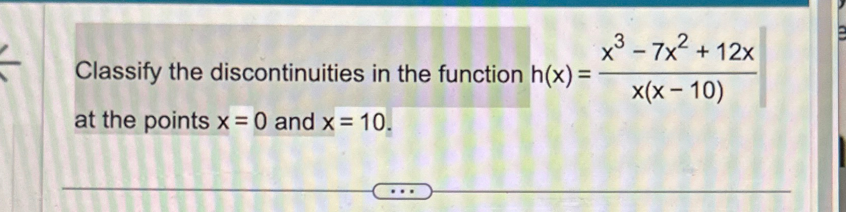 Solved Classify the discontinuities in the function | Chegg.com