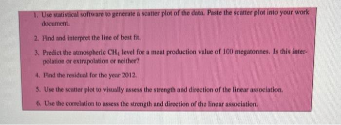 Solved 1. Use statistical software to generate a scatter | Chegg.com Solved 1. Use statistical software to generate a scatter | Chegg.com