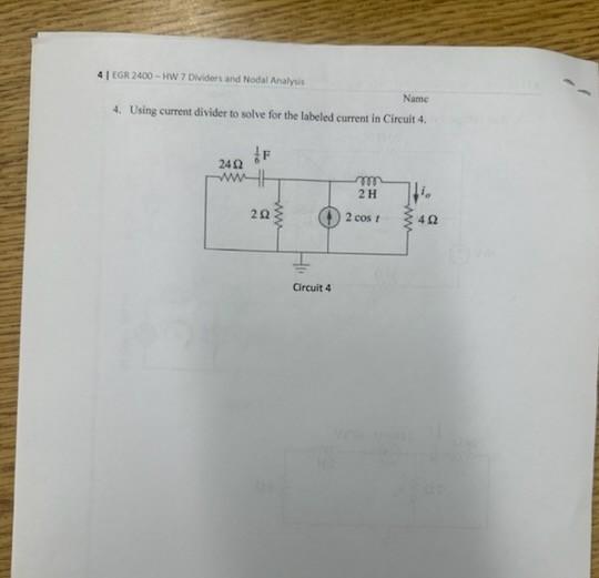 Solved Name 4. Using current divider to solve for the | Chegg.com