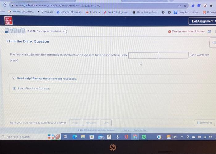 Solved Fill in the Blank Question The firancial statement | Chegg.com
