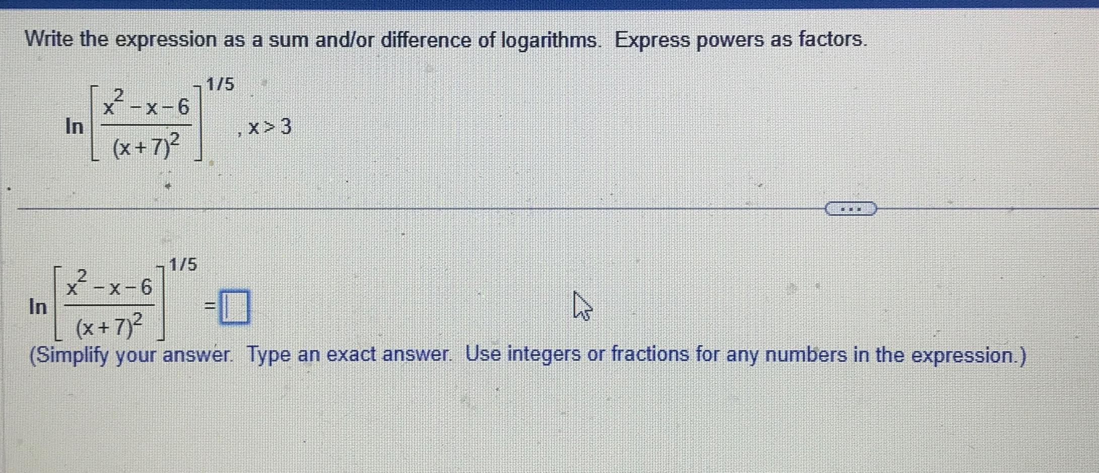 Solved Write the expression as a sum and/or difference of | Chegg.com