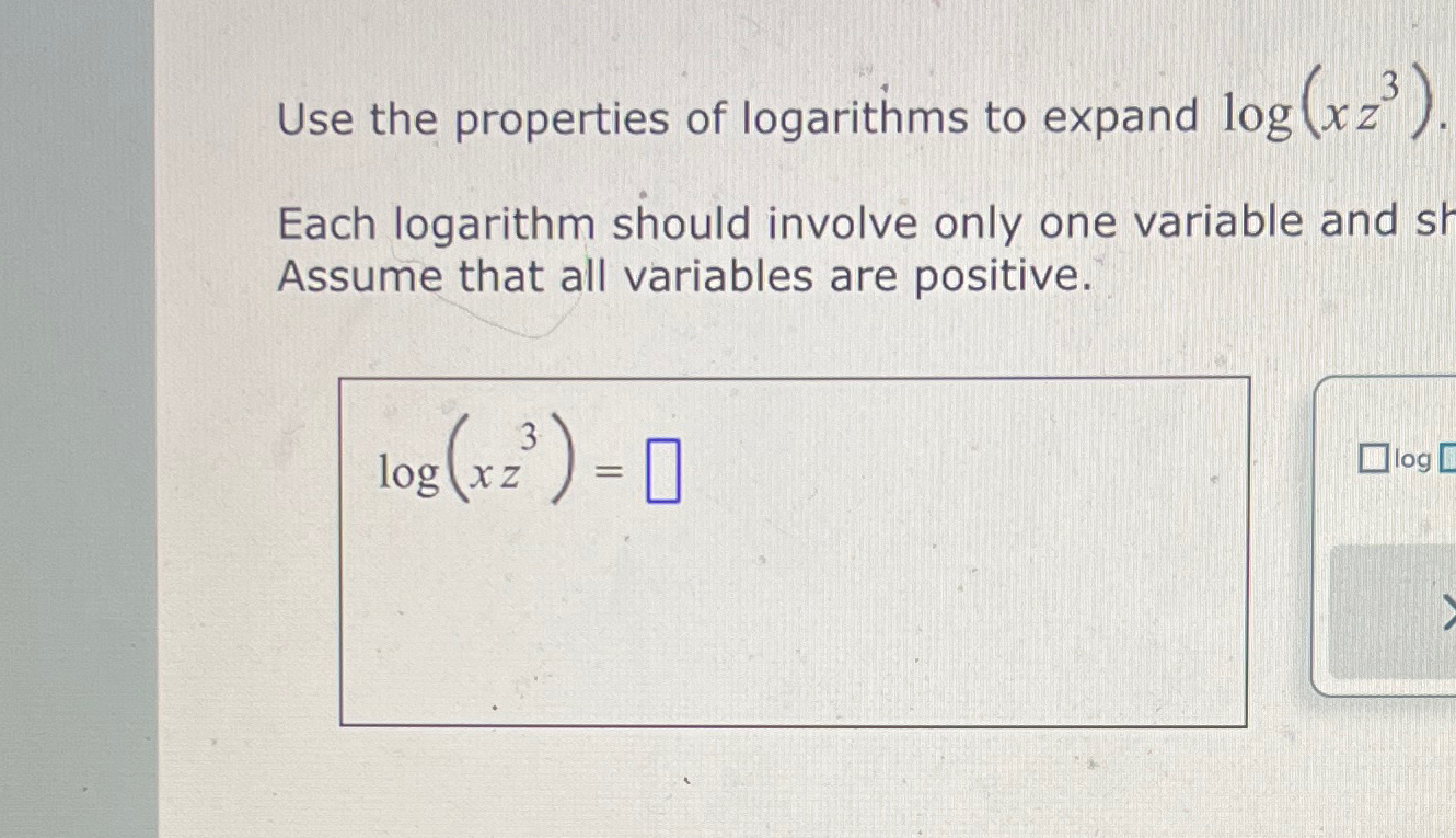 Solved Use the properties of logarithms to expand | Chegg.com