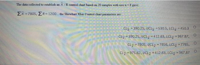 Solved The data collected to establish an X/R control chart | Chegg.com