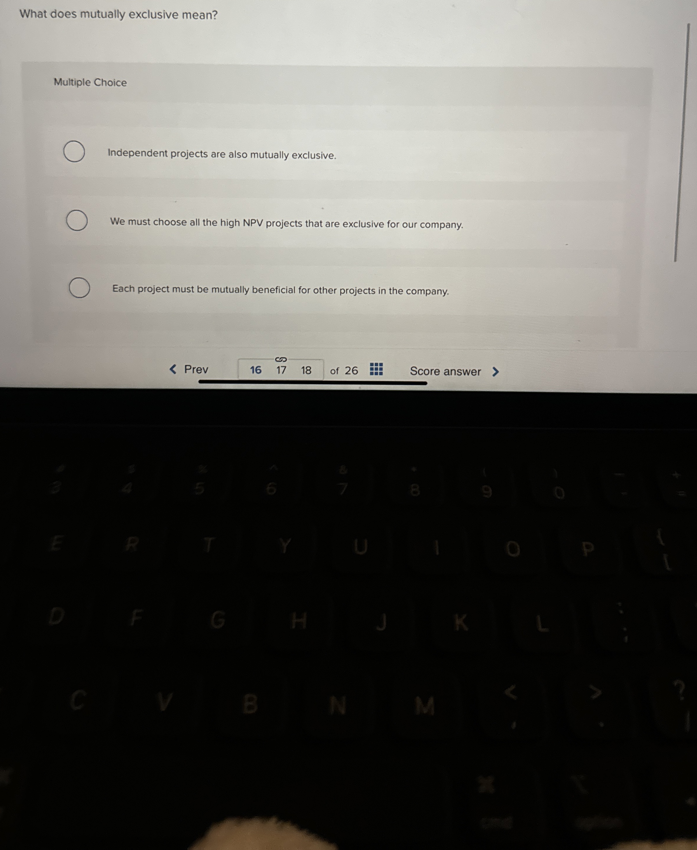 Solved What does mutually exclusive mean?Multiple | Chegg.com
