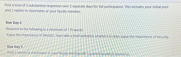 Solved Post a total of 3 substantive responses over 2 | Chegg.com