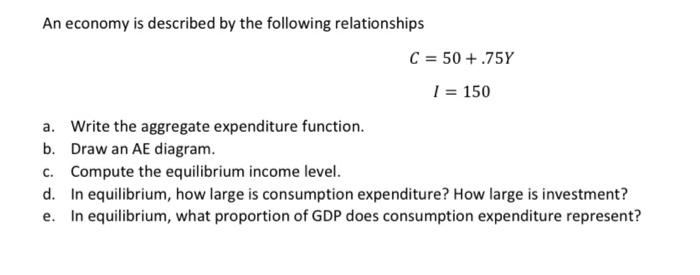 Solved An economy is described by the following | Chegg.com