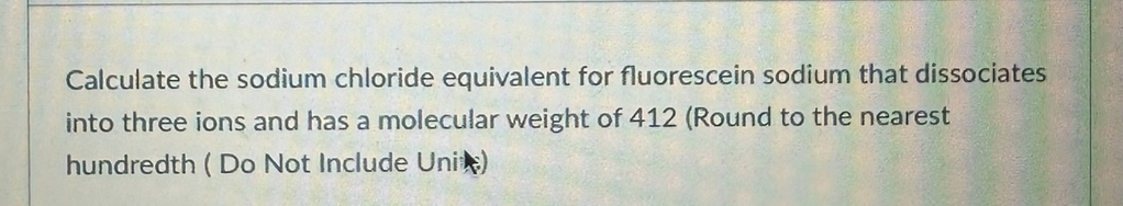 Solved Calculate the sodium chloride equivalent for | Chegg.com