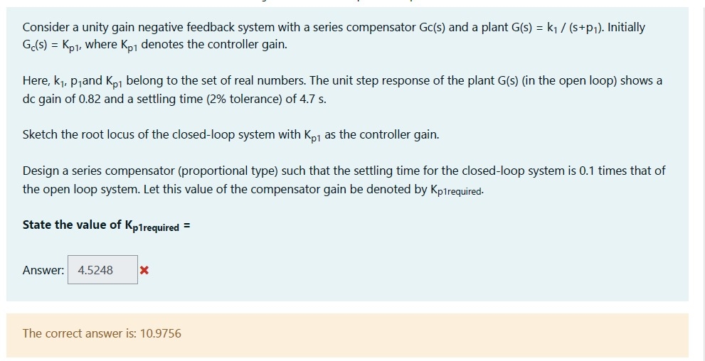 Solved Consider a unity gain negative feedback system with a | Chegg.com