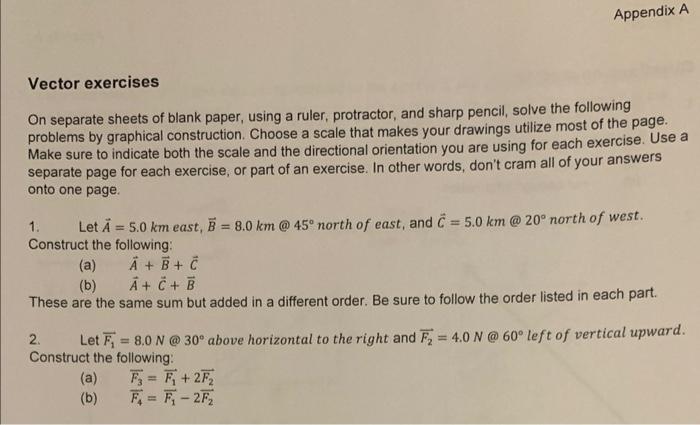 Solved Vector exercises On separate sheets of blank paper, | Chegg.com