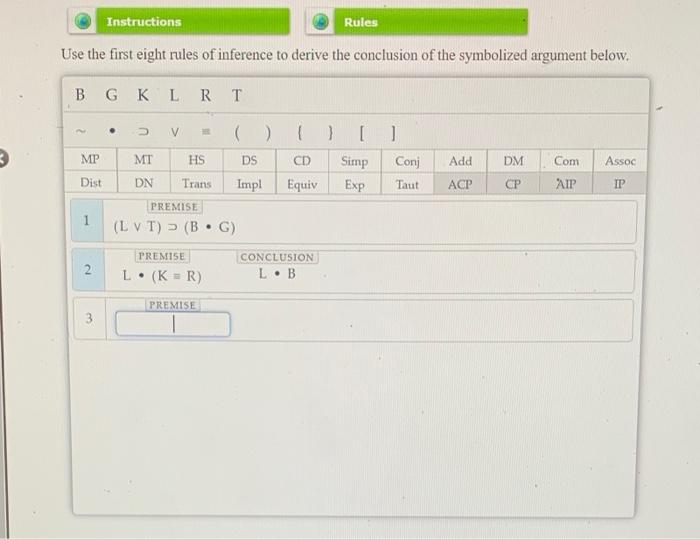 Solved Instructions Rules Use the first eight rules of | Chegg.com