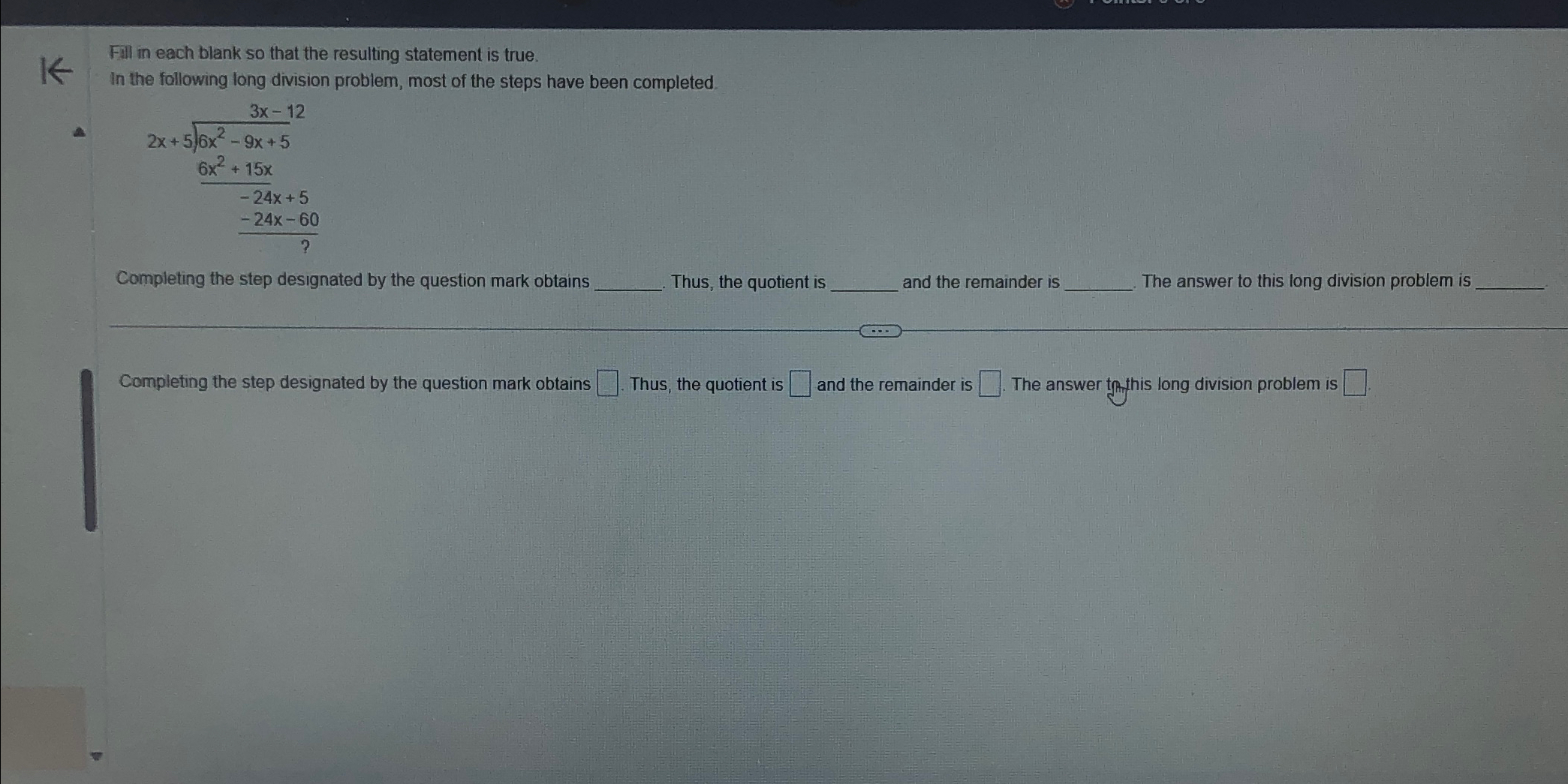 Solved Fill in each blank so that the resulting statement is | Chegg.com