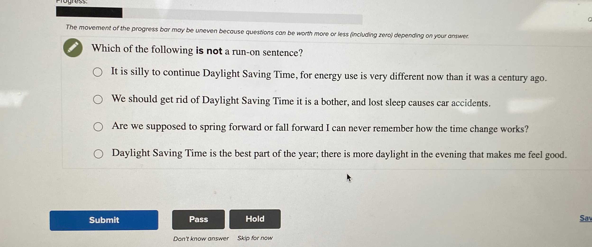 Solved The movement of the progress bar may be uneven | Chegg.com