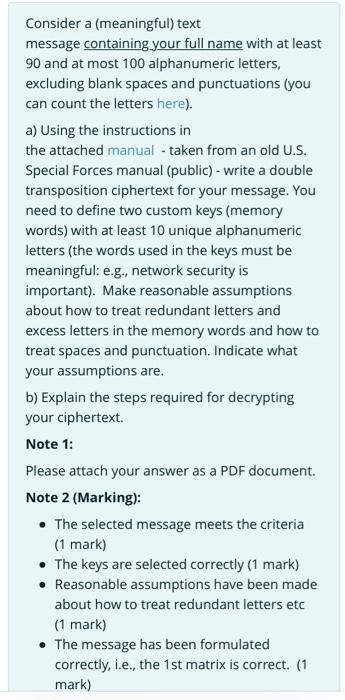 Solved Consider a (meaningful) text message containing your | Chegg.com
