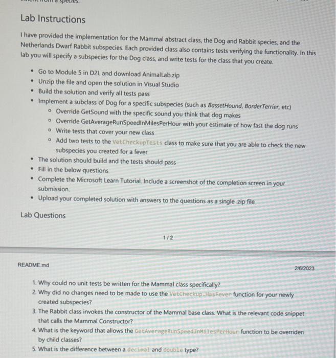 Solved Lab instructions I have provided the implementation | Chegg.com