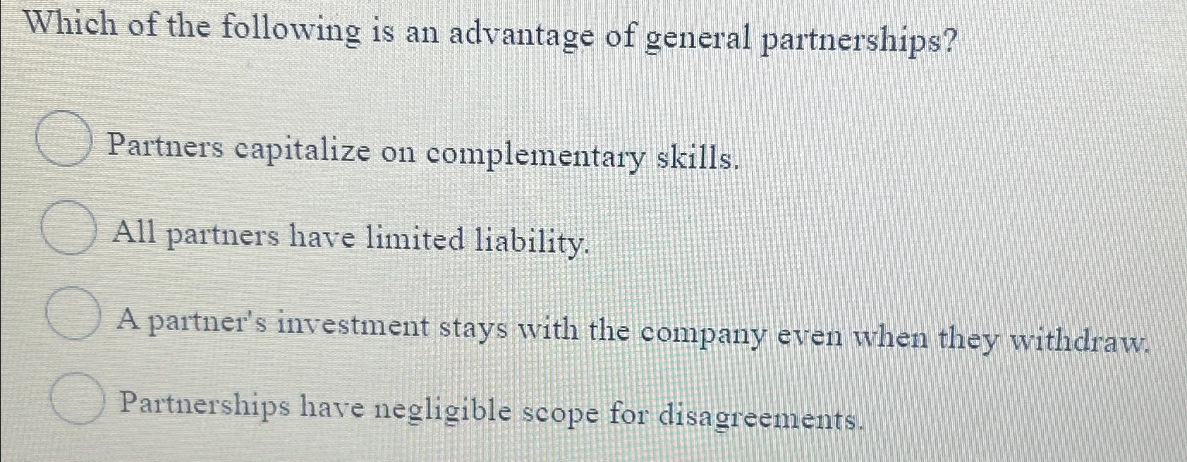 Solved Which of the following is an advantage of general | Chegg.com