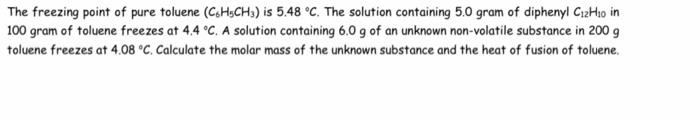 Solved The freezing point of pure toluene (C6H5CH3) is | Chegg.com