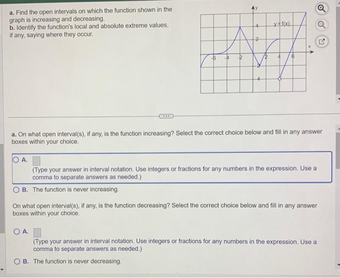 Solved a. Find the open intervals on which the function | Chegg.com