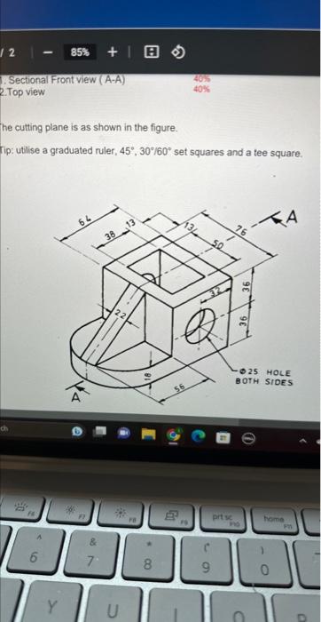 Solved draw third angle orthogonal projection of the patr | Chegg.com