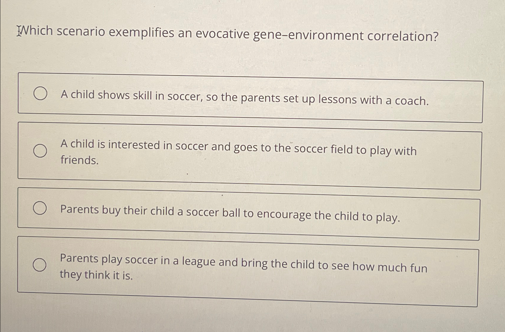 Solved YNhich scenario exemplifies an evocative | Chegg.com