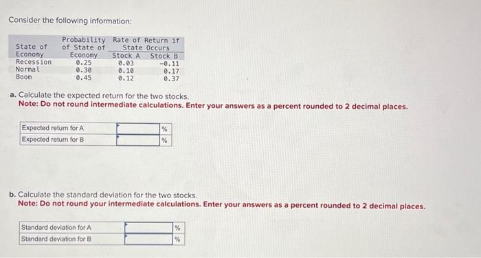 Solved Consider the following information: a. Calculate the | Chegg.com