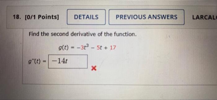 Solved 18 [0 1 Points] Details G T 14t Find The Second