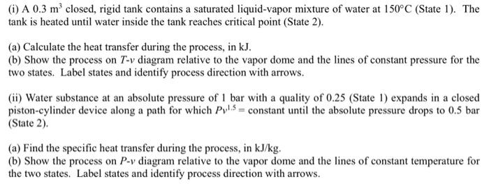 Solved (1) A 0.3 m² closed, rigid tank contains a saturated | Chegg.com