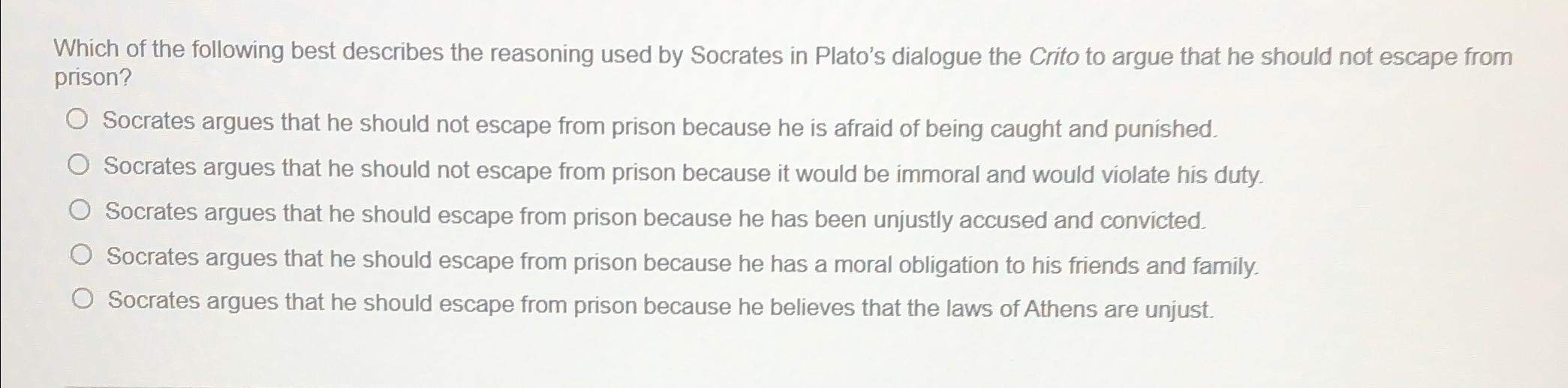 Solved Which of the following best describes the reasoning | Chegg.com