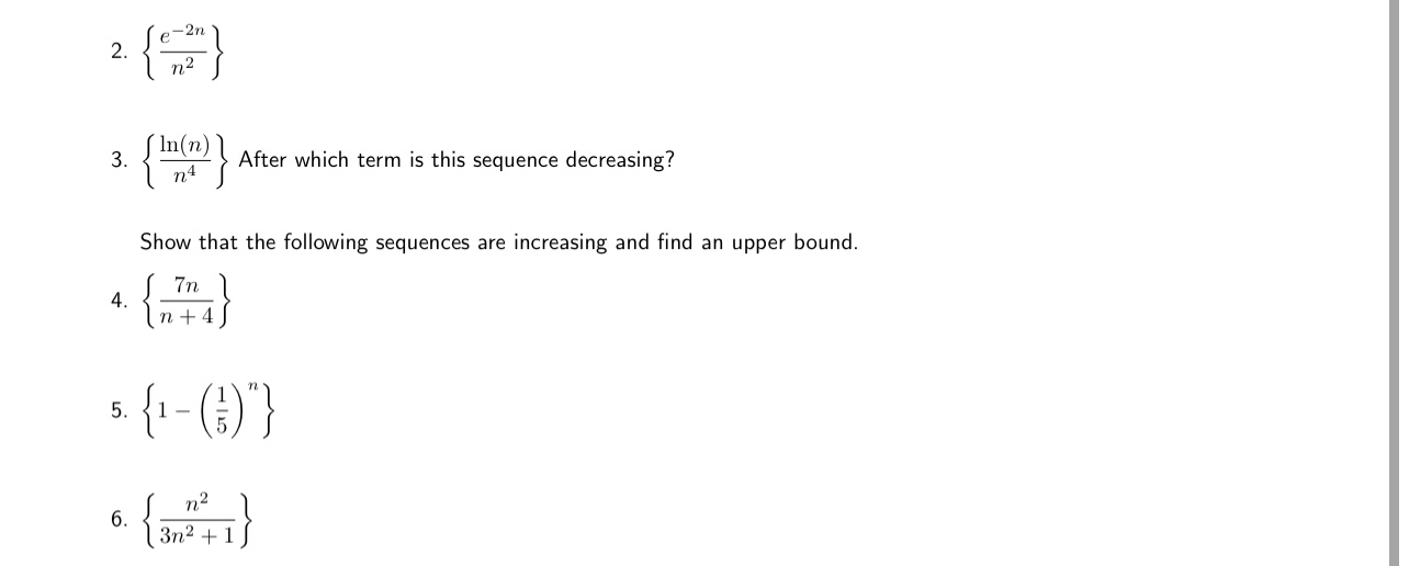 Solved {e-2nn2}{ln(n)n4} ﻿After which term is this sequence | Chegg.com