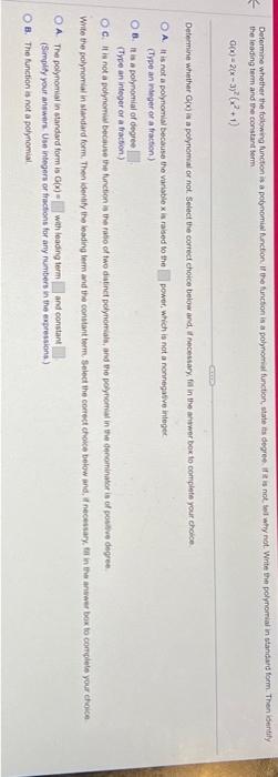 Solved the leading term and the constant lerm | Chegg.com