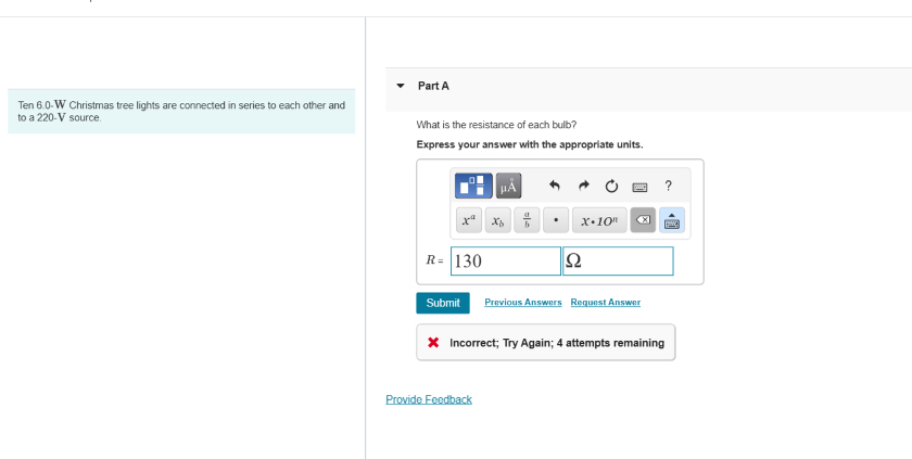 Solved Ten 6.0-W Christmas tree lights are connected in | Chegg.com